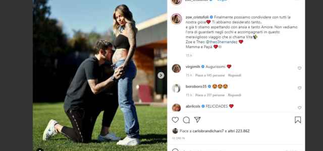 Zoe Cristofoli e Theo Hernandez aspettano un figlio/ L'annuncio “Ansia e tanto amore”